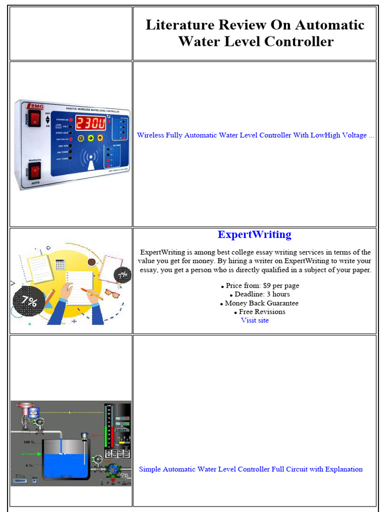 Literature Review On Automatic Water Level Controller | PDF | Relay | Programmable Logic Controller
