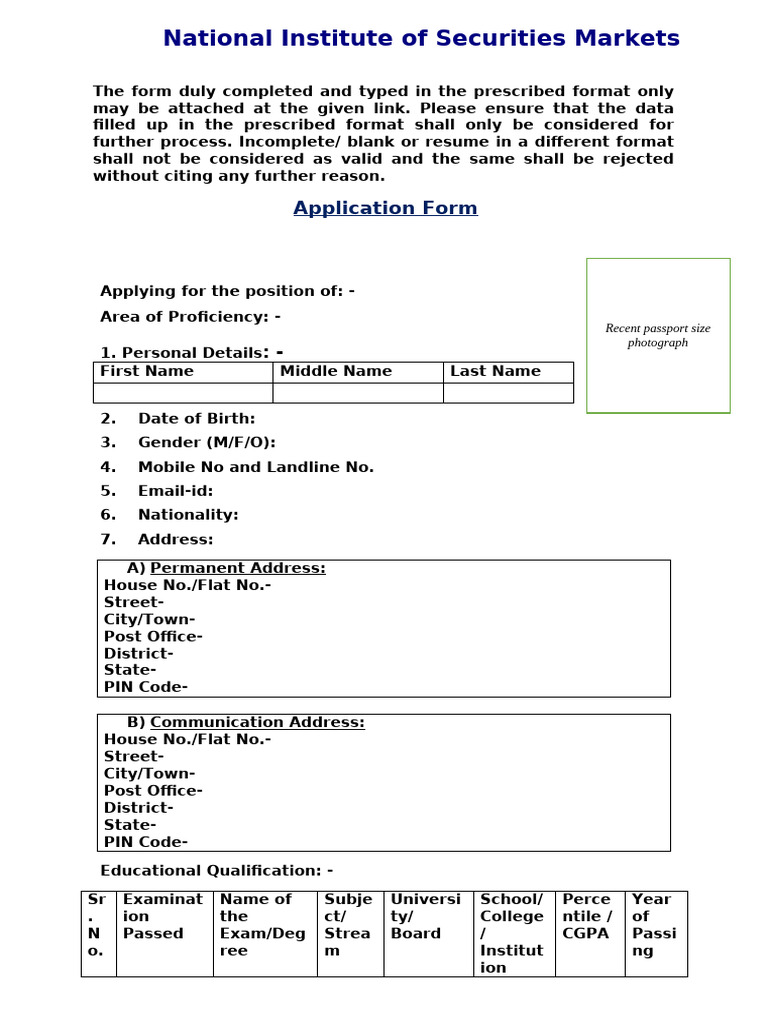 Application Form 2024 Updated | PDF | Educational Stages