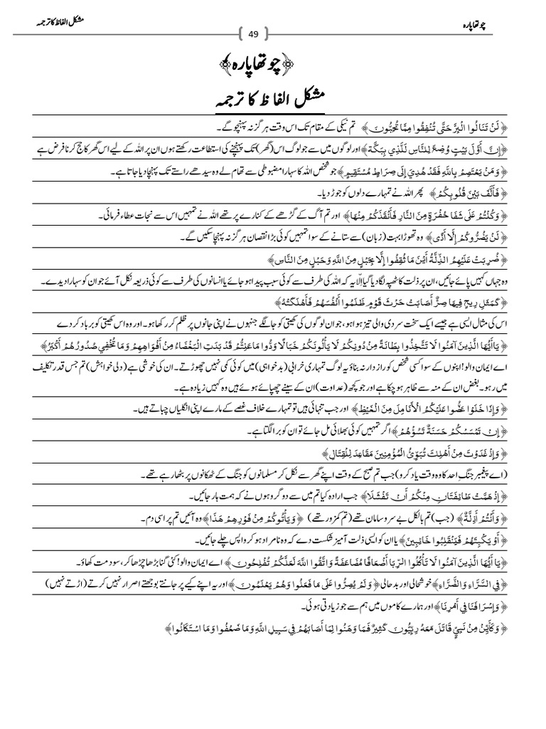 Tafseer Ma La Budda Minhu Parah No 4 | PDF