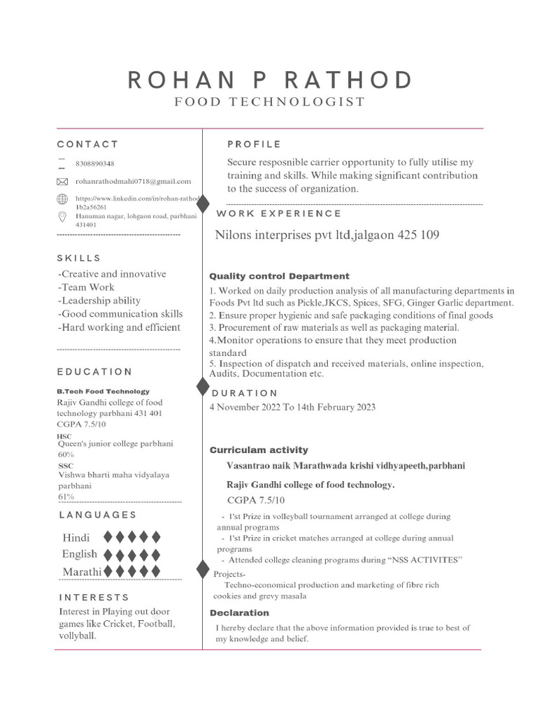 Rohan Rathod Resume | PDF
