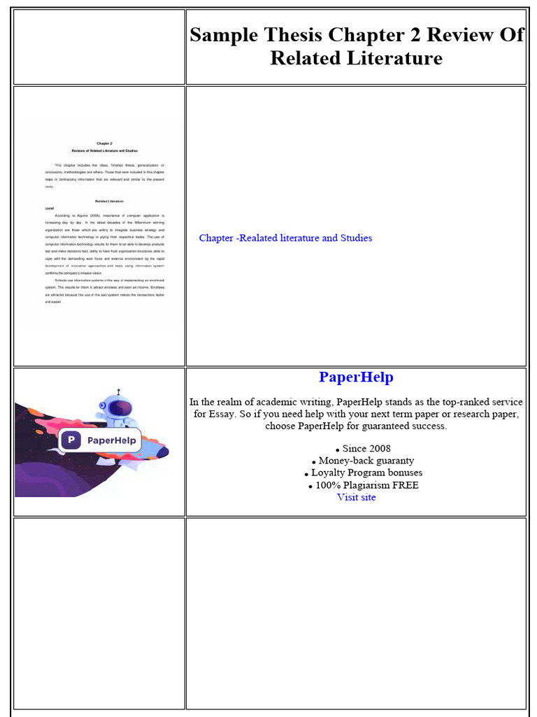 Sample Thesis Chapter 2 Review of Related Literature | PDF | Thesis | Essays