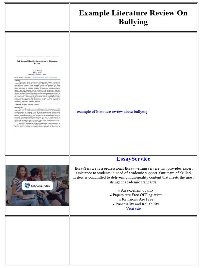 Example Literature Review On Bullying | PDF | Bullying | Violence