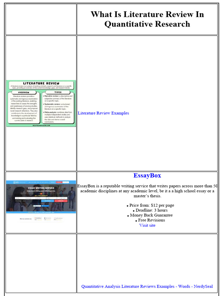 What Is Literature Review in Quantitative Research | PDF | Experiment ...
