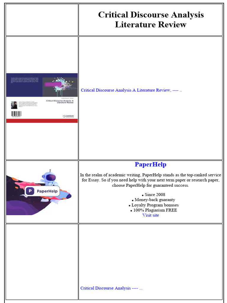 Critical Discourse Analysis Literature Review | PDF | Discourse | Analysis