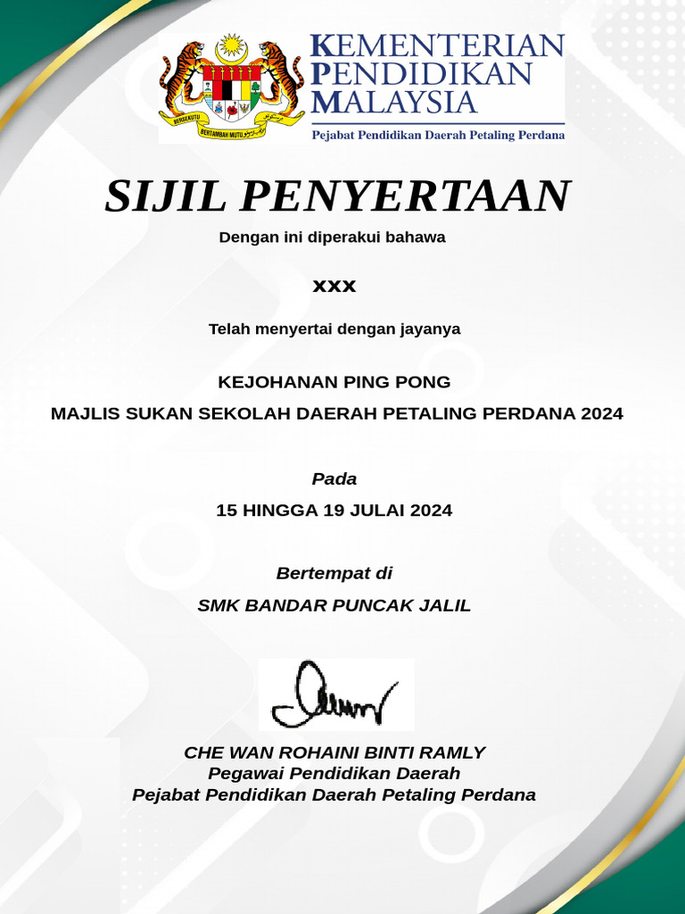 Sijil Penghargaan Template (Autosaved) | PDF