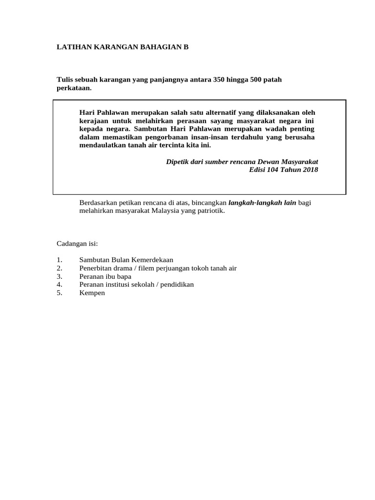 Latihan Karangan Bahagian b | PDF