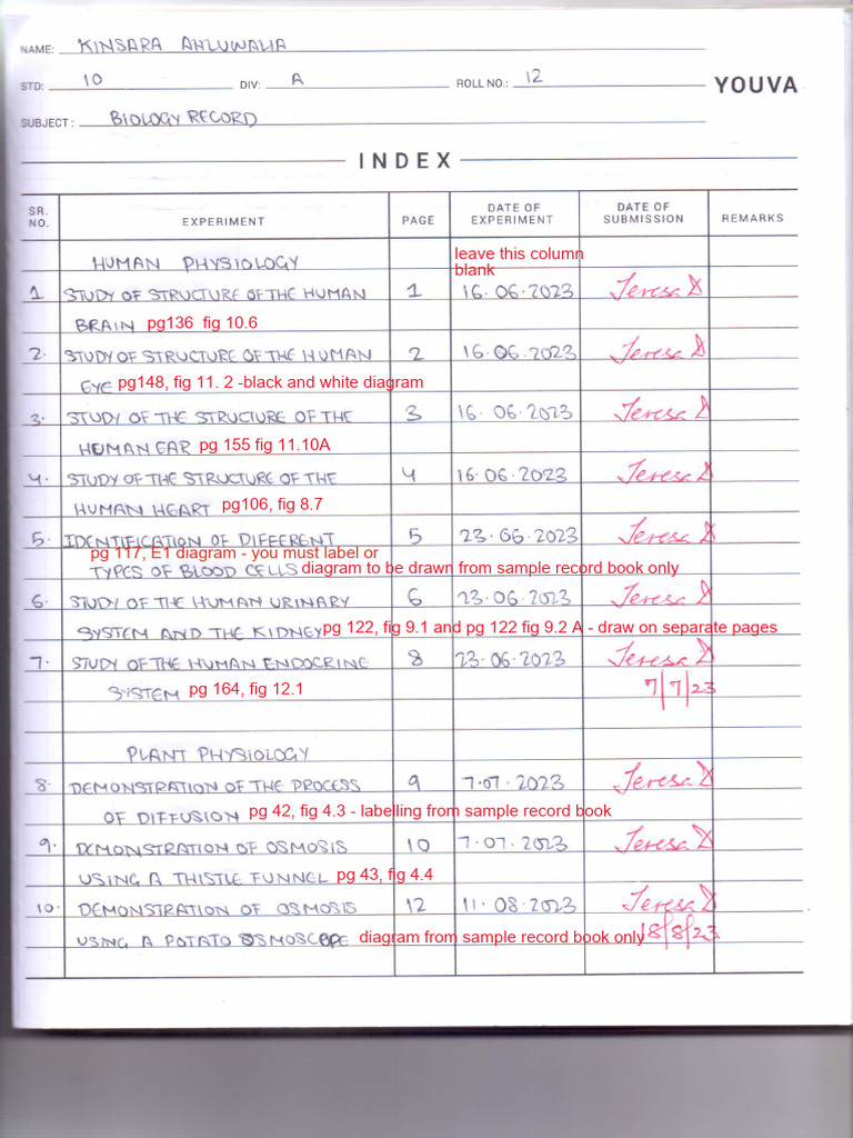 Biology Lab Record Sample | PDF