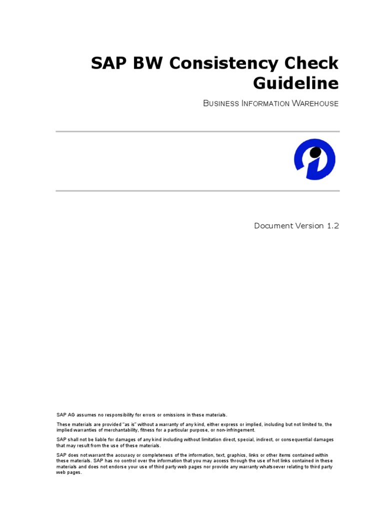 BW Consistency Check Guideline | PDF | Database Transaction | Databases