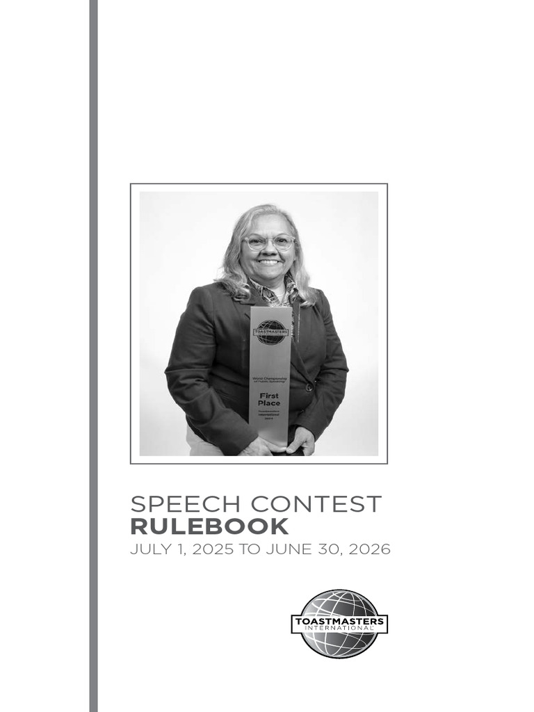 Toastmasters Speech Contest Rulebook 2025 | PDF | Ballot | Camera