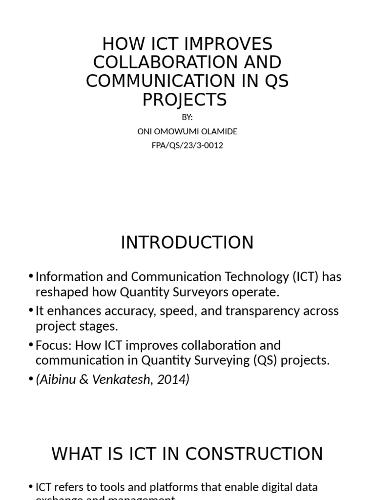 How Ict Improves Collaboration and Communication in Qs | PDF | Building Information Modeling ...