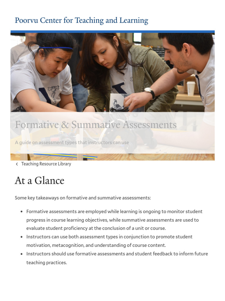 Formative & Summative Assessments - Poorvu Center For Teaching and ...