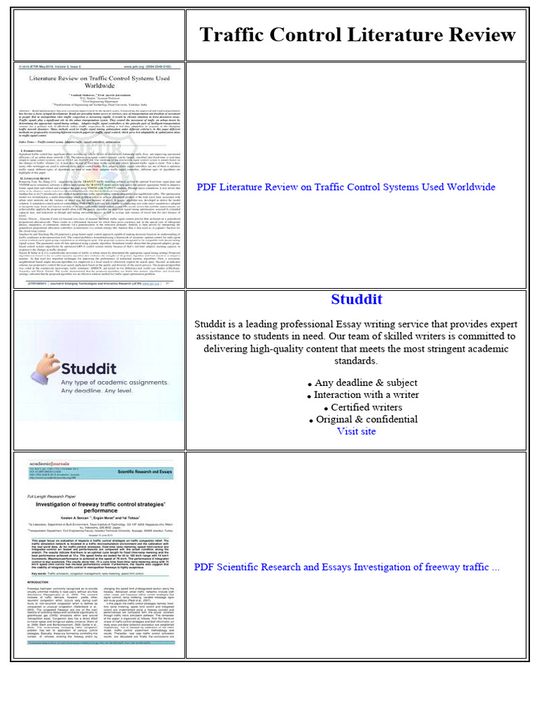 Traffic Control Literature Review | PDF | Traffic | Traffic Light