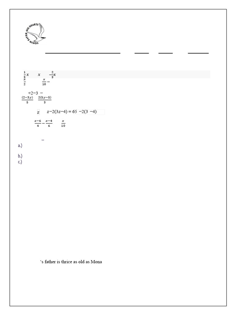 CL Vii Simple Equations Worksheet 25-26 | PDF