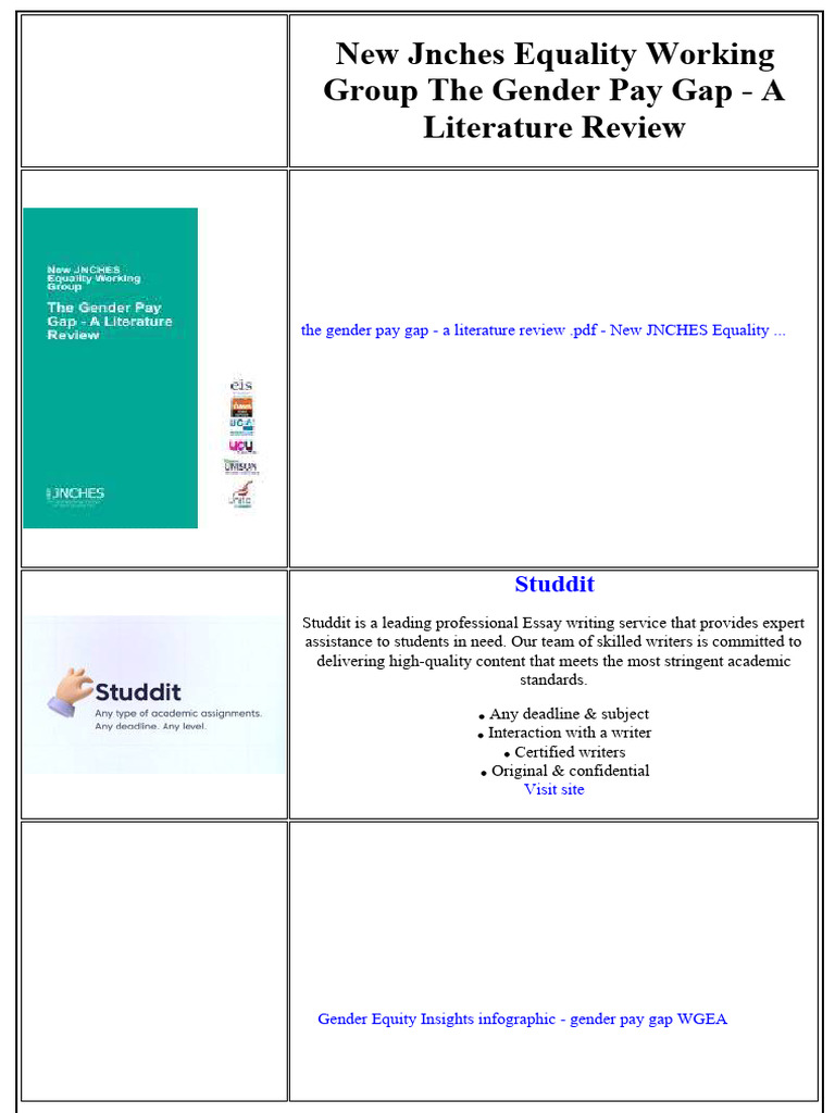 New Jnches Equality Working Group The Gender Pay Gap - A Literature ...
