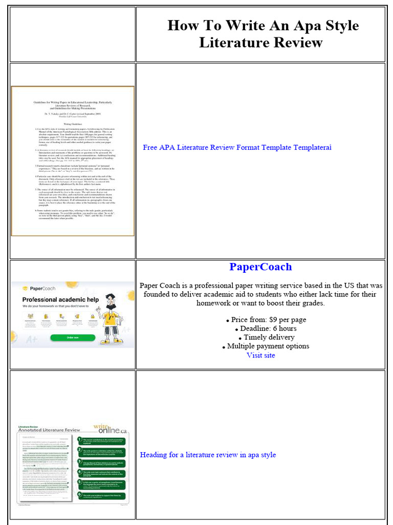 How To Write An Apa Style Literature Review | PDF | Apa Style ...