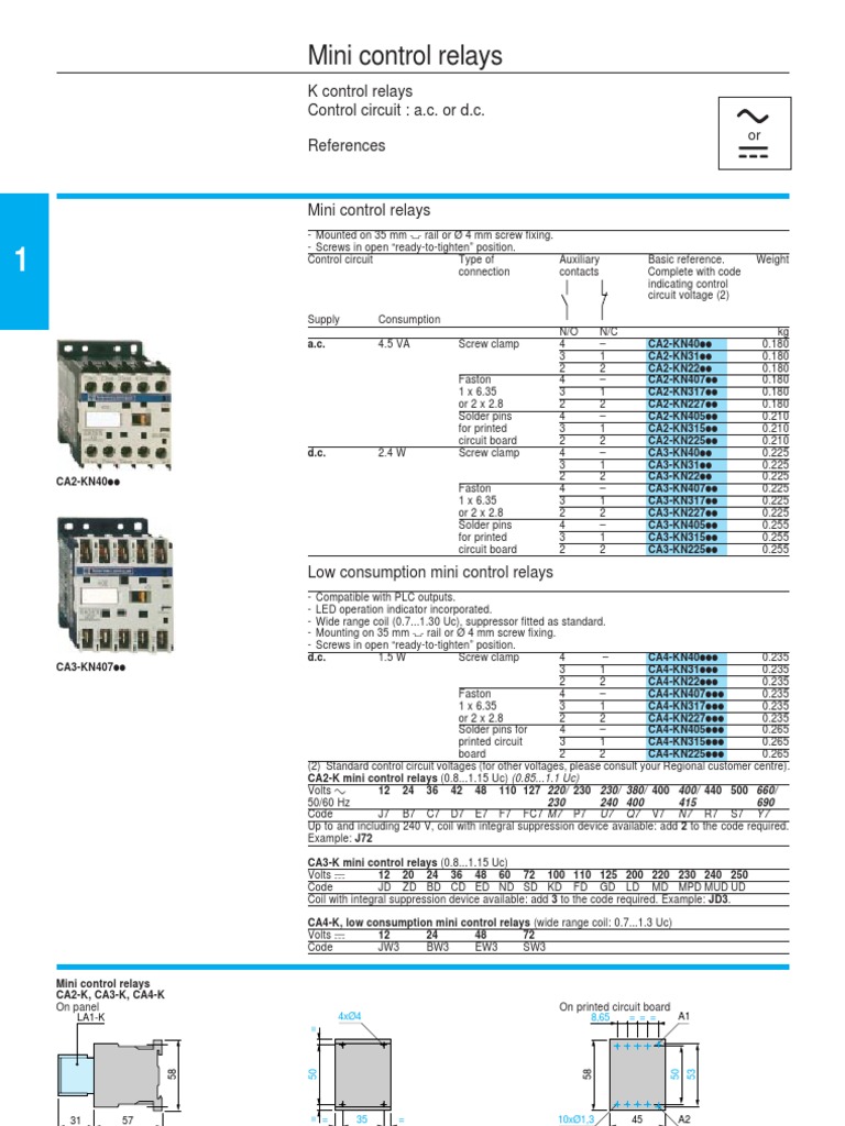 Telemecanique Mini Control Relays Technical | PDF | Relay | Electrical ...