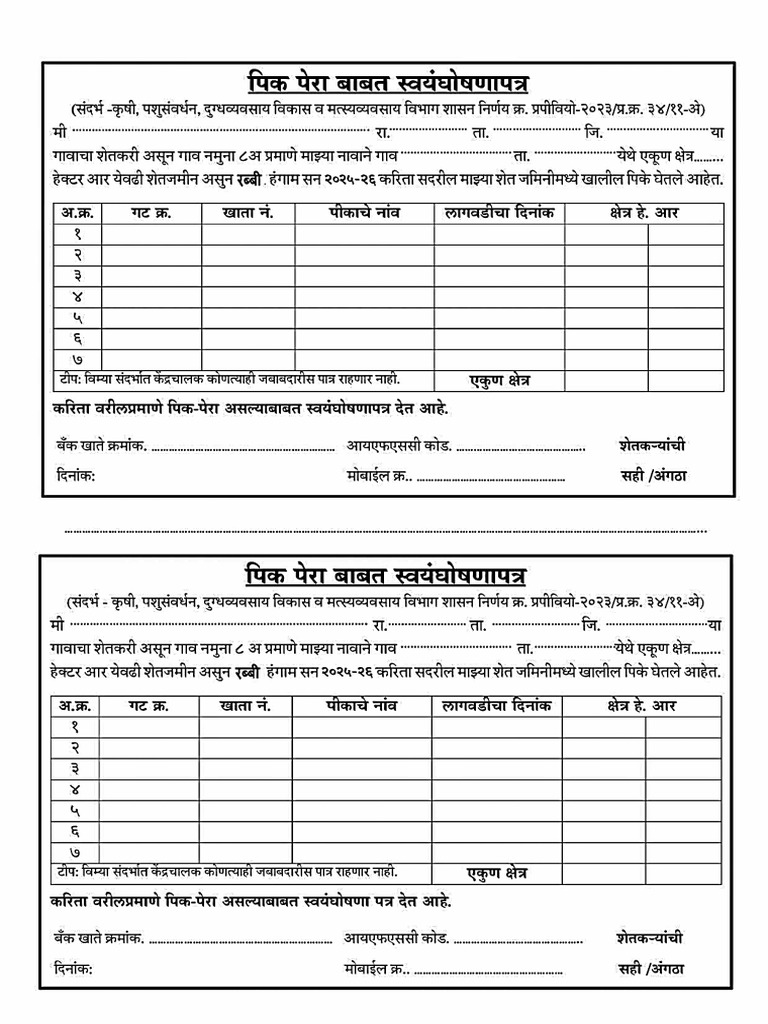 Rabbi Pik Pera Form 2025-26 | PDF
