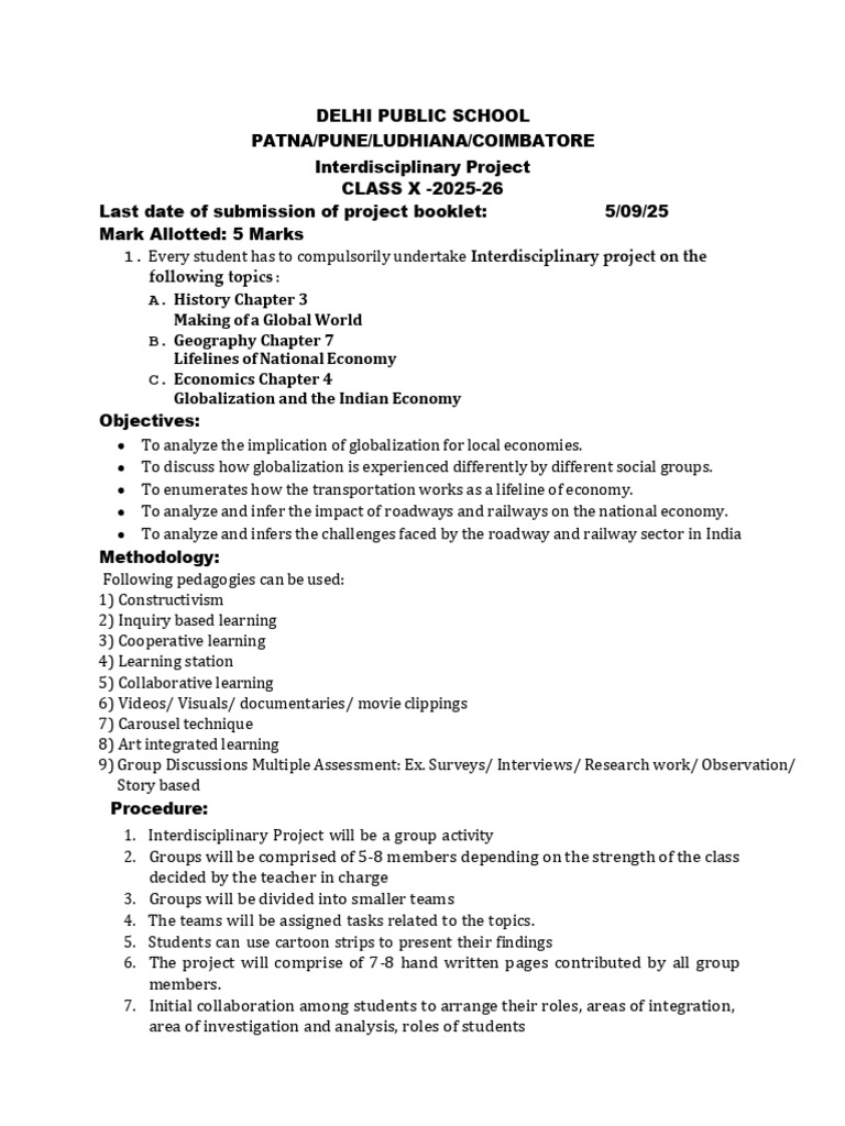 Class X Interdisciplinary Project 20252026 | PDF | Globalization