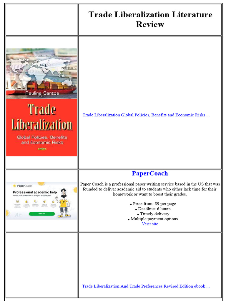 Trade Liberalization Literature Review | PDF | Free Trade | Economics