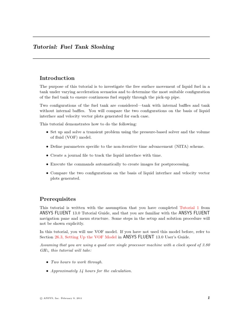 Tutorial: Fuel Tank Sloshing | PDF | Pressure | Animation