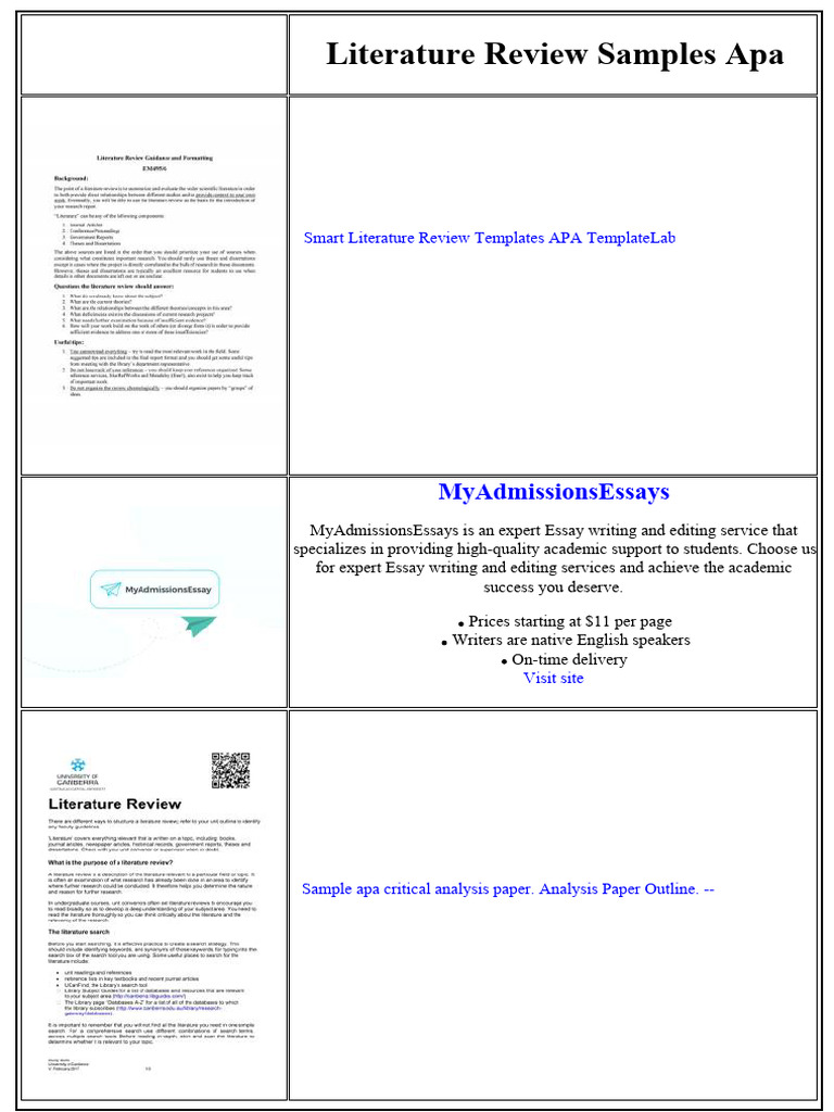 Literature Review Samples Apa | PDF | Apa Style | Essays