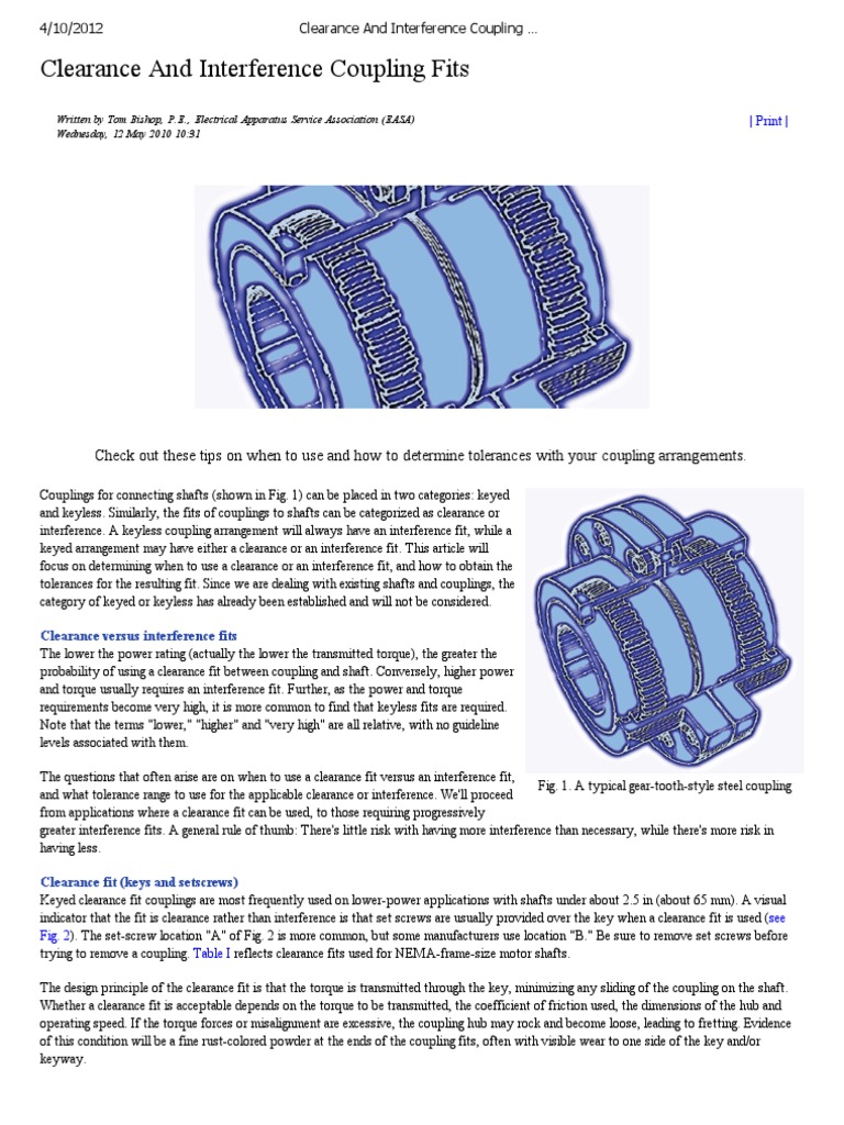 Coupling Fits: Clearance vs. Interference | PDF | Torque | Temperature