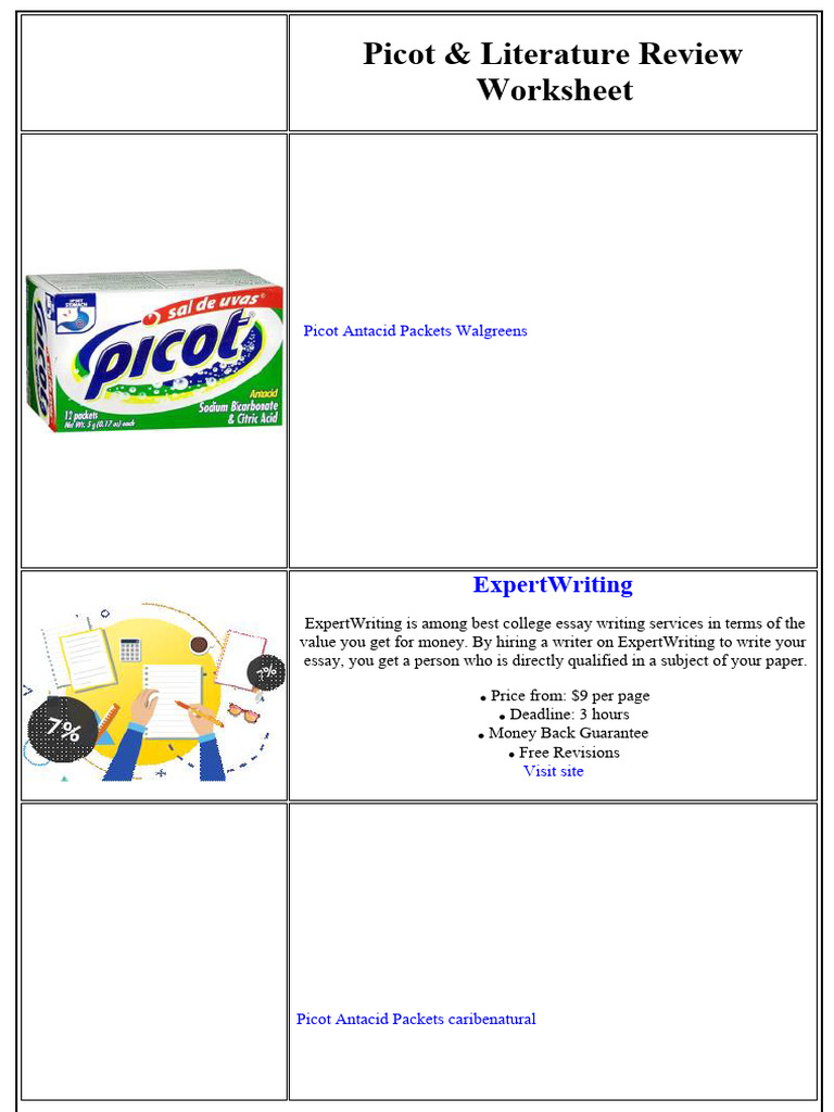 Picot & Literature Review Worksheet | PDF | Medical Diagnosis | Diabetes