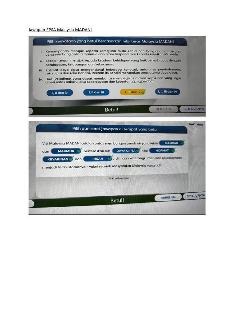 Jawapan EPSA Malaysia MADANI | PDF