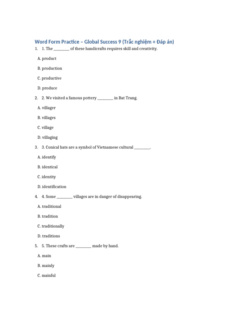 Word Form Global Success 9 | PDF | Energy Development | Energy Conservation