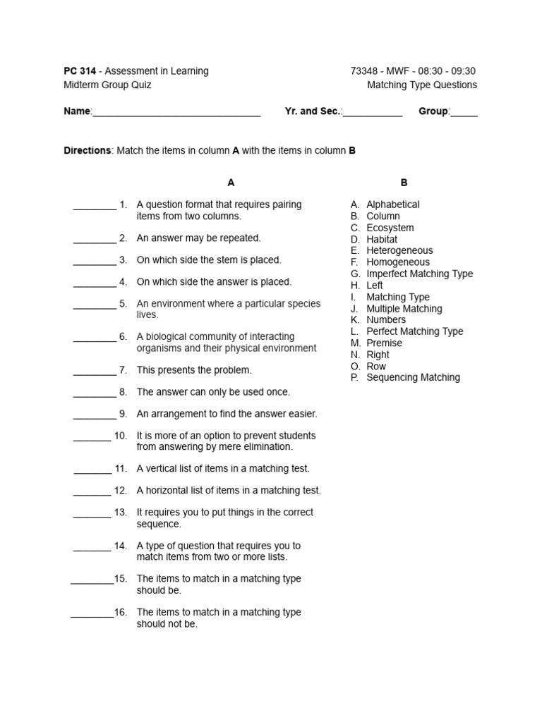 Imperfect Matching Type Test Guide | PDF | Chess Theory | Chess