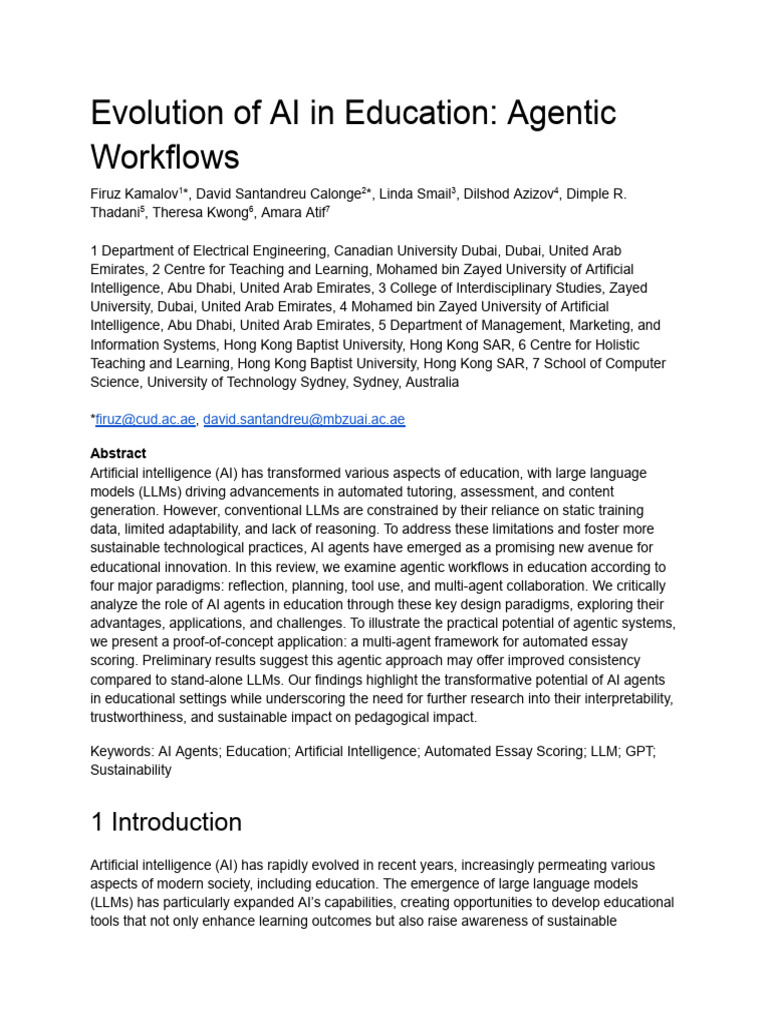 Agentic AI Workflows in Education | PDF | Artificial Intelligence ...