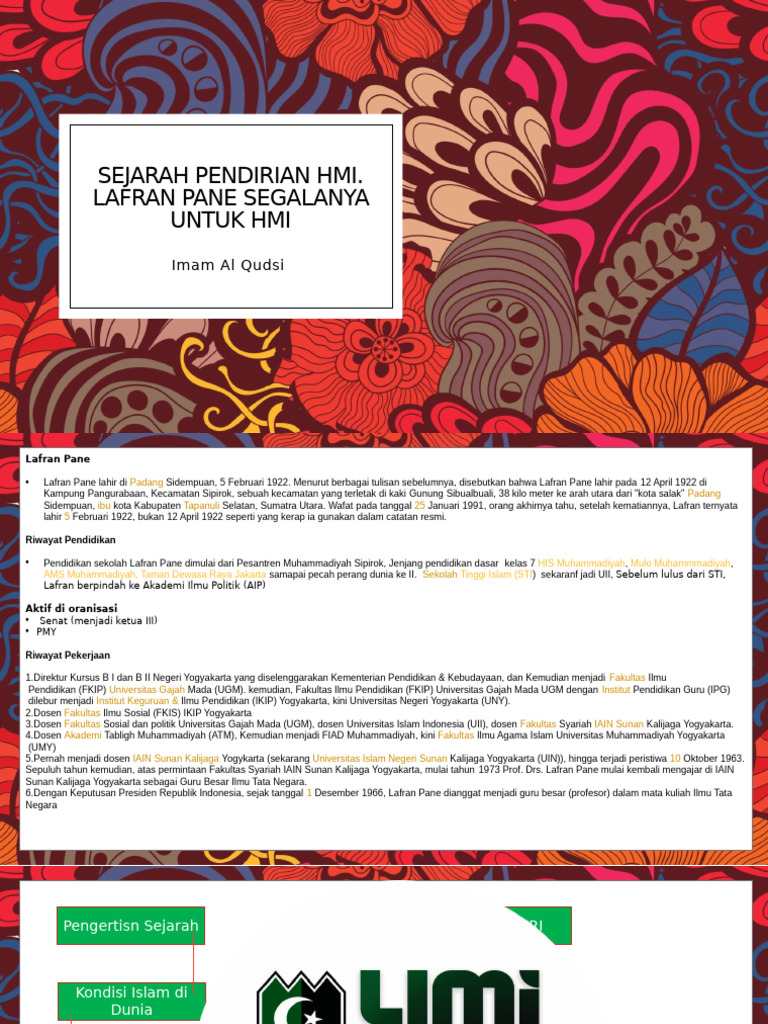 Sejarah Pendirian HMI dan Lafran Pane | PDF