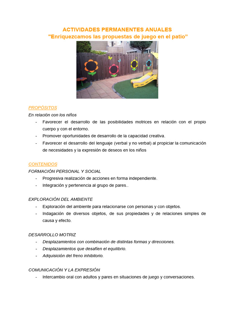 2- Anual Juego Patio | PDF | Aprendizaje