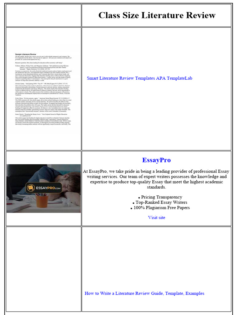 Class Size Literature Review | PDF | Essays | Thesis