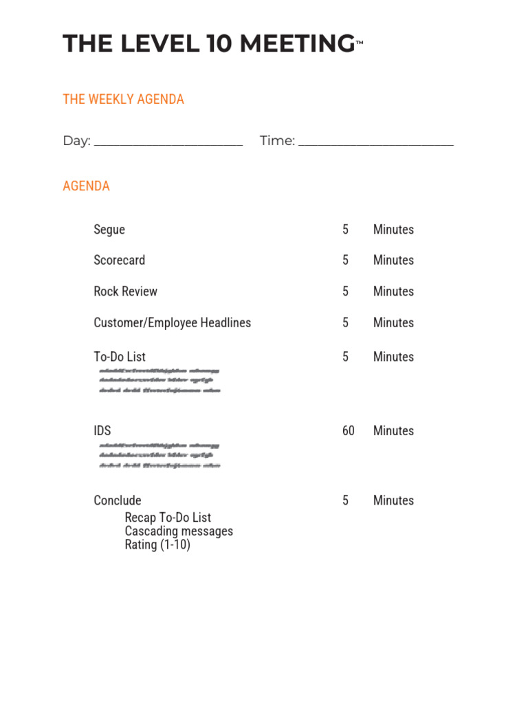 Level 10 Meeting Agenda Template | PDF
