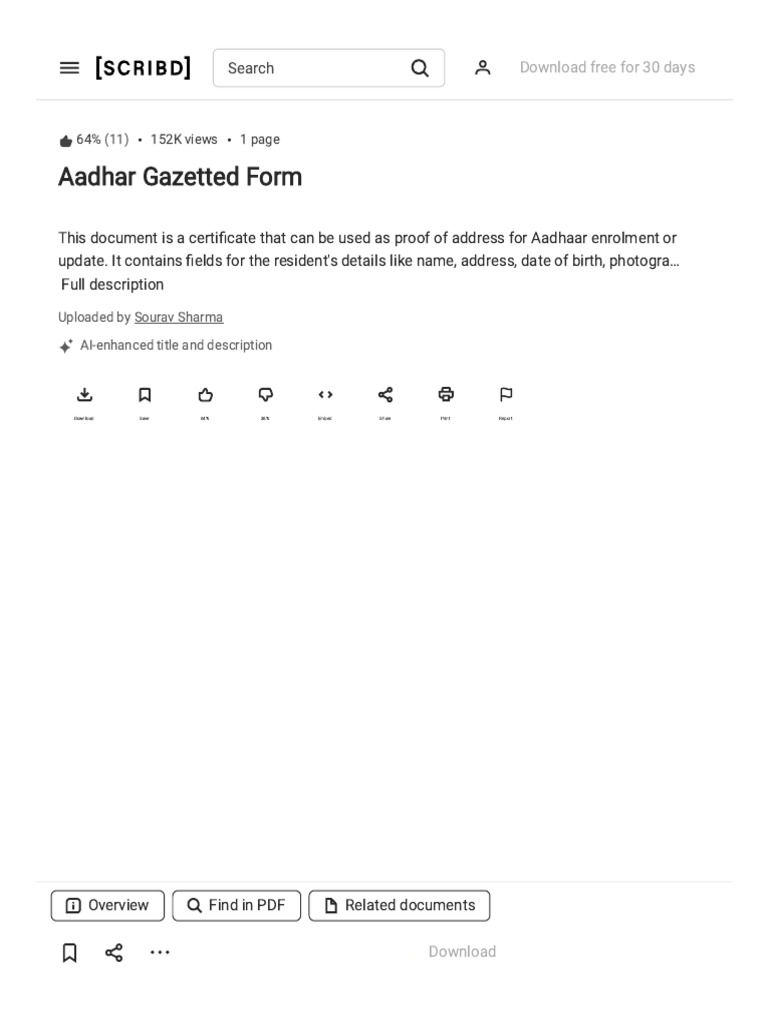 Aadhar Gazetted Form _ PDF _ Written Communication | PDF | Scribd