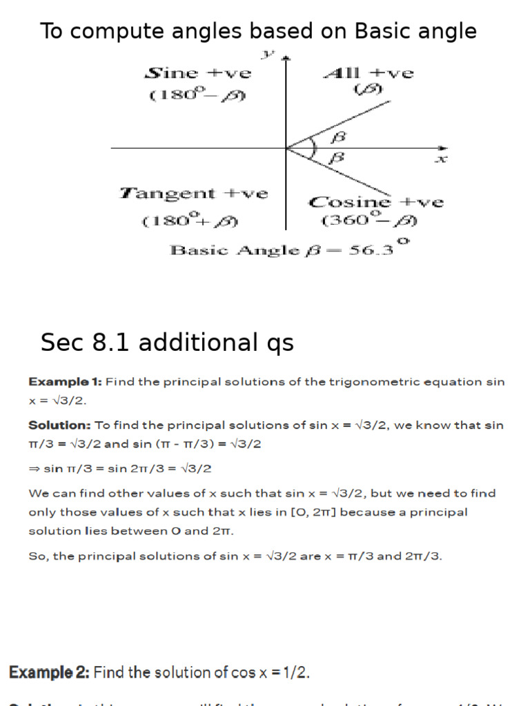 To Compute Angles Based On Basic Angle | PDF