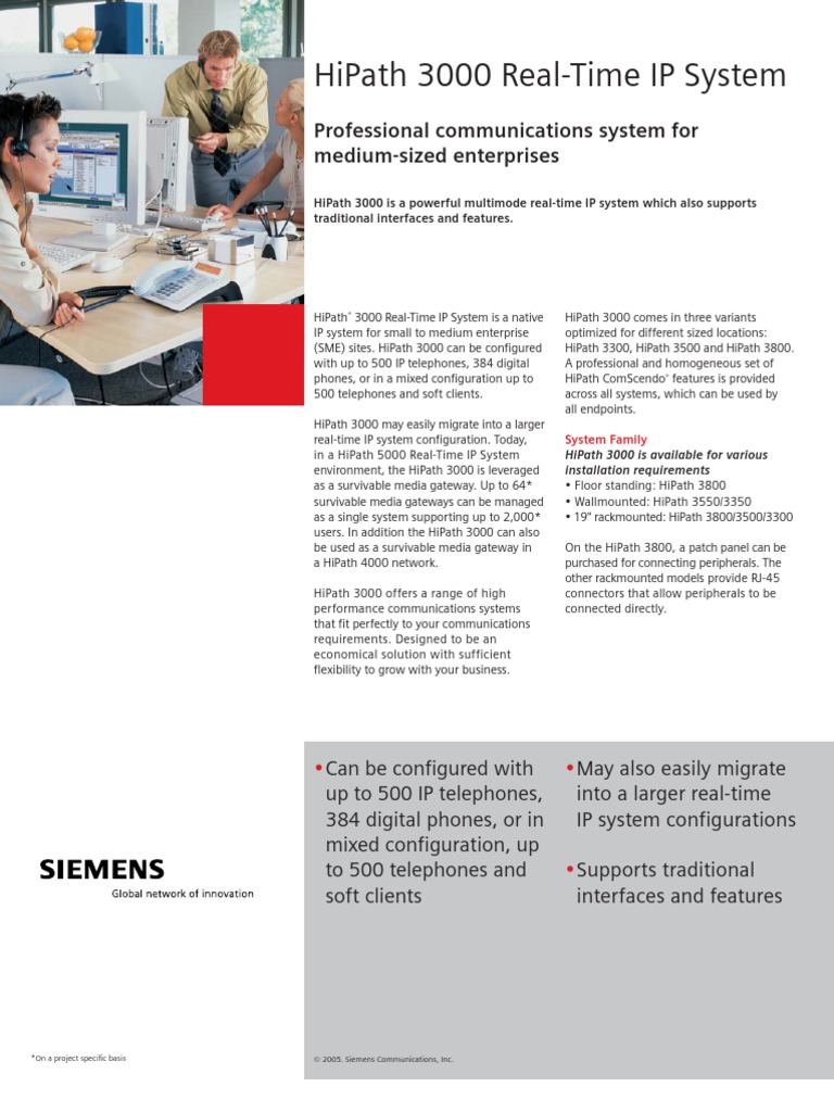 Hipath 3000 Real-Time Ip System: Professional Communications System For Medium-Sized Enterprises ...