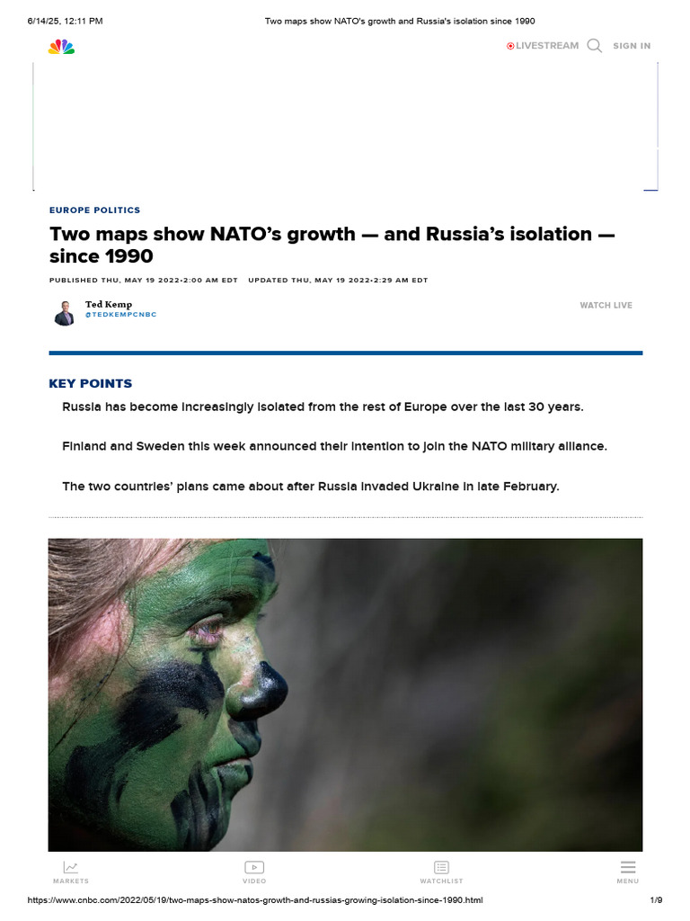 Two Maps Show NATO's Growth and Russia's Isolation Since 1990 | PDF ...