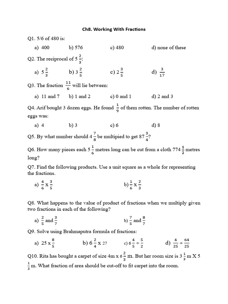 Fractions Practice Sheet | PDF