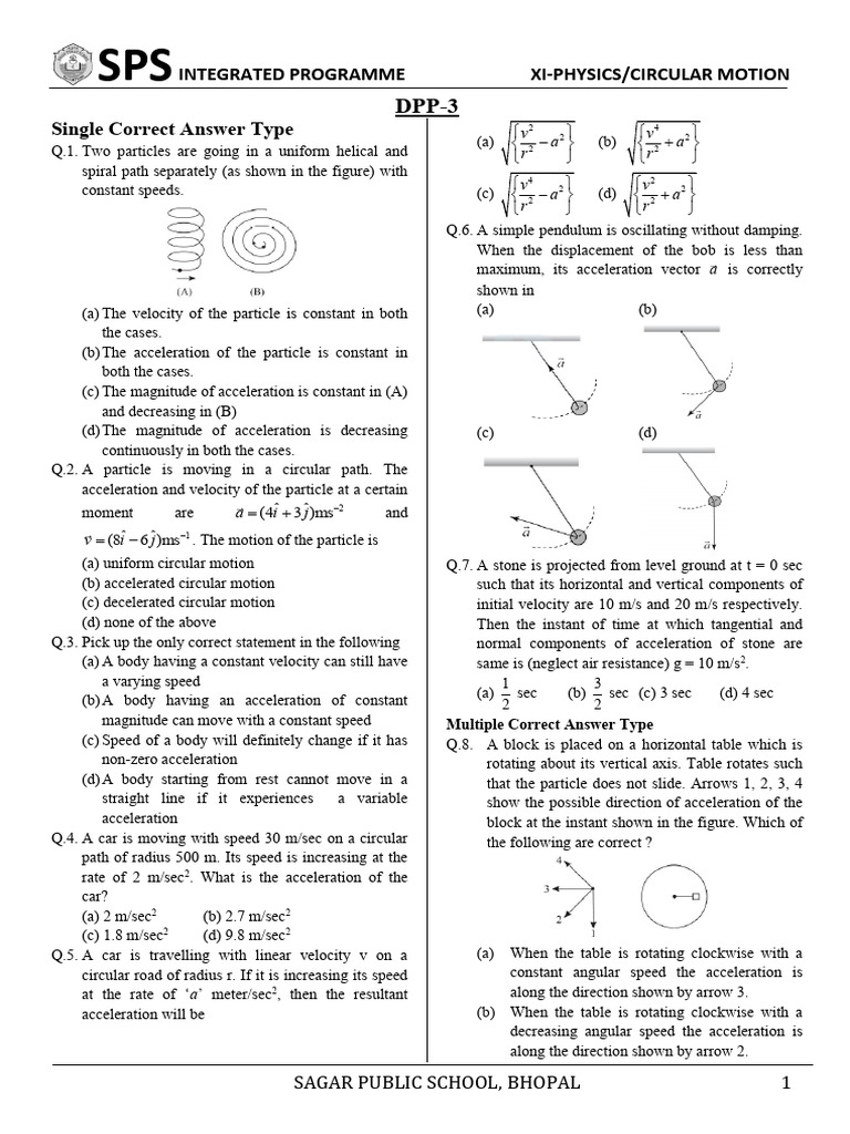 DPP-3 To 4 Physics XI Circular Motion | PDF | Acceleration | Velocity