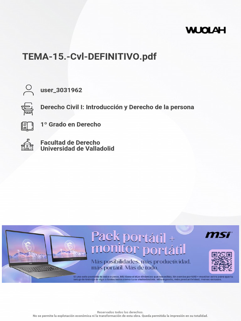 Wuolah Free Tema 15. Cvl Definitivo | PDF | Bienes (Ley) | Derechos