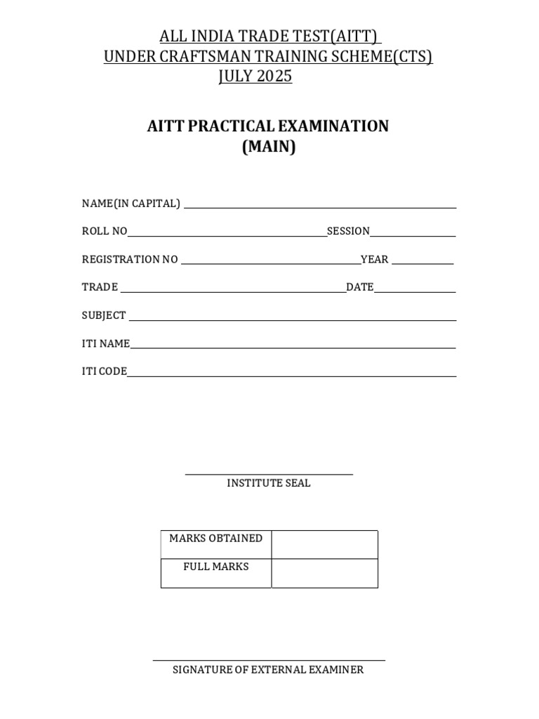 Practical Exam Cover Page July 2025 | PDF