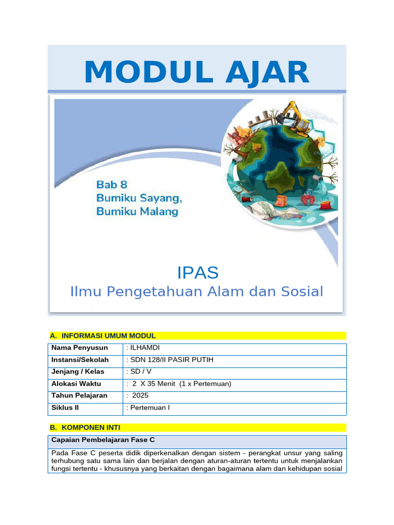Modul Ajar IPAS Kelas V SD 2025 | PDF