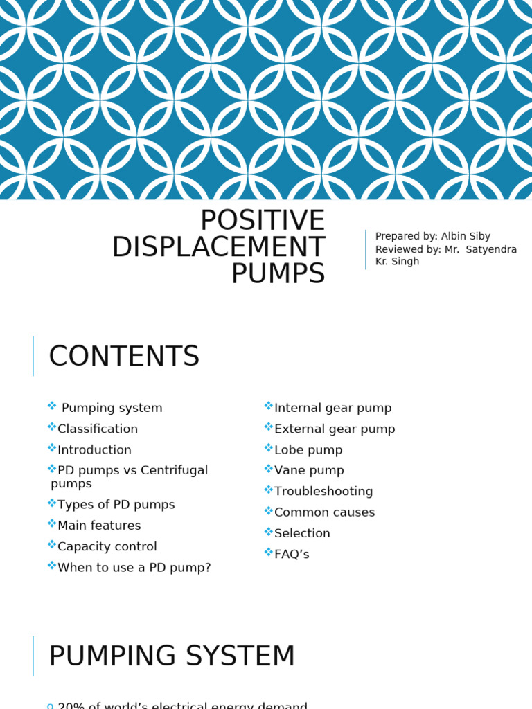 Positive Displacement Pumps Overview | PDF | Pump | Gear