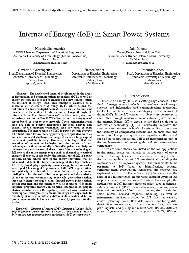 Internet of Energy IoE in Smart Power Systems | PDF | Internet Of ...