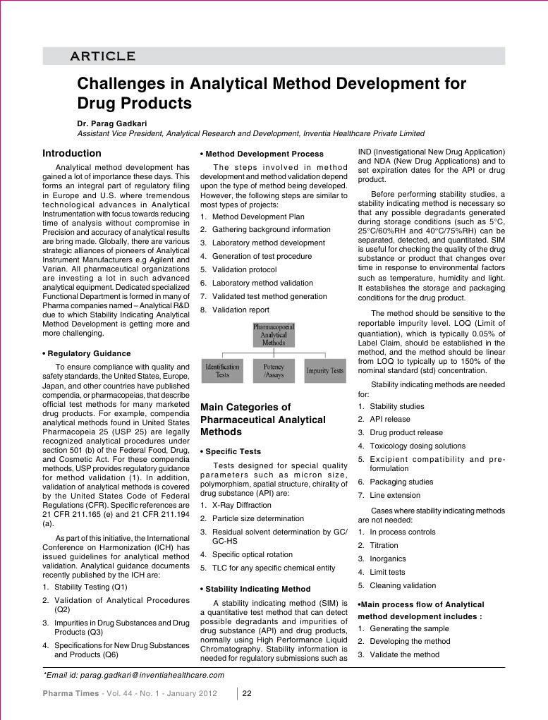 Challenges in Analytical Method Development For | PDF | Drug ...