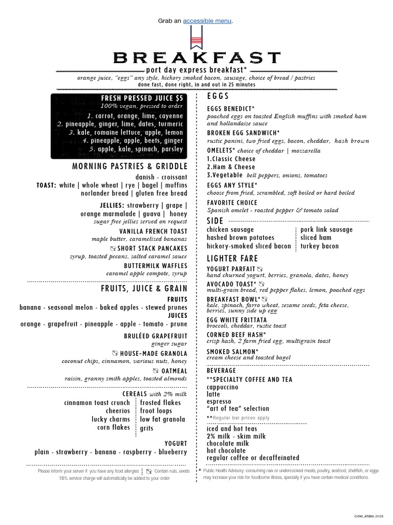 Dining Room Breakfast Menu | PDF | Cooking | Cuisine
