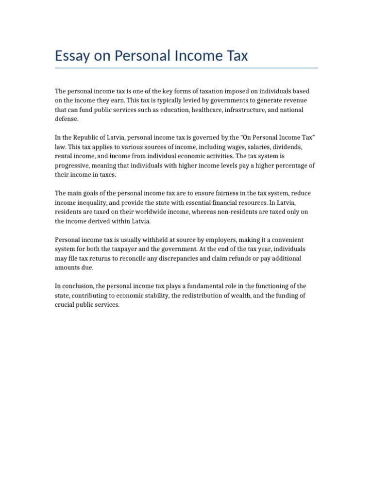 Essay On Personal Income Tax | PDF