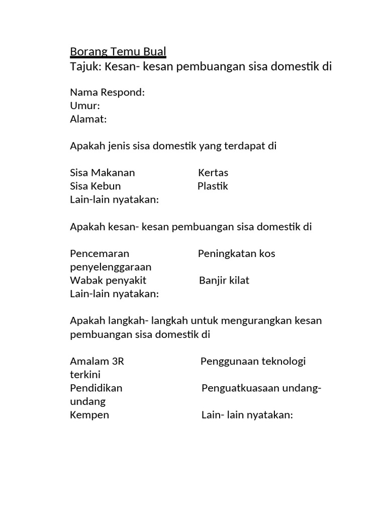 Borang Temu Bual | PDF